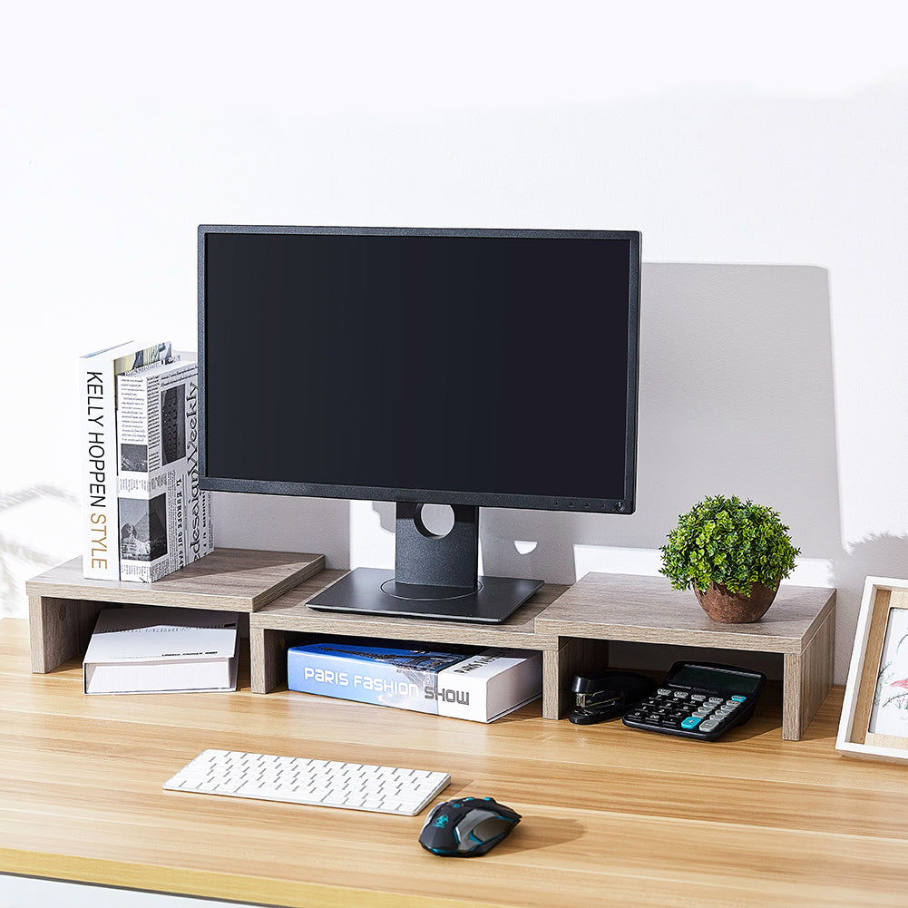 SUPERJARE Adjustable Monitor Stand, Cream Gray - 80306H